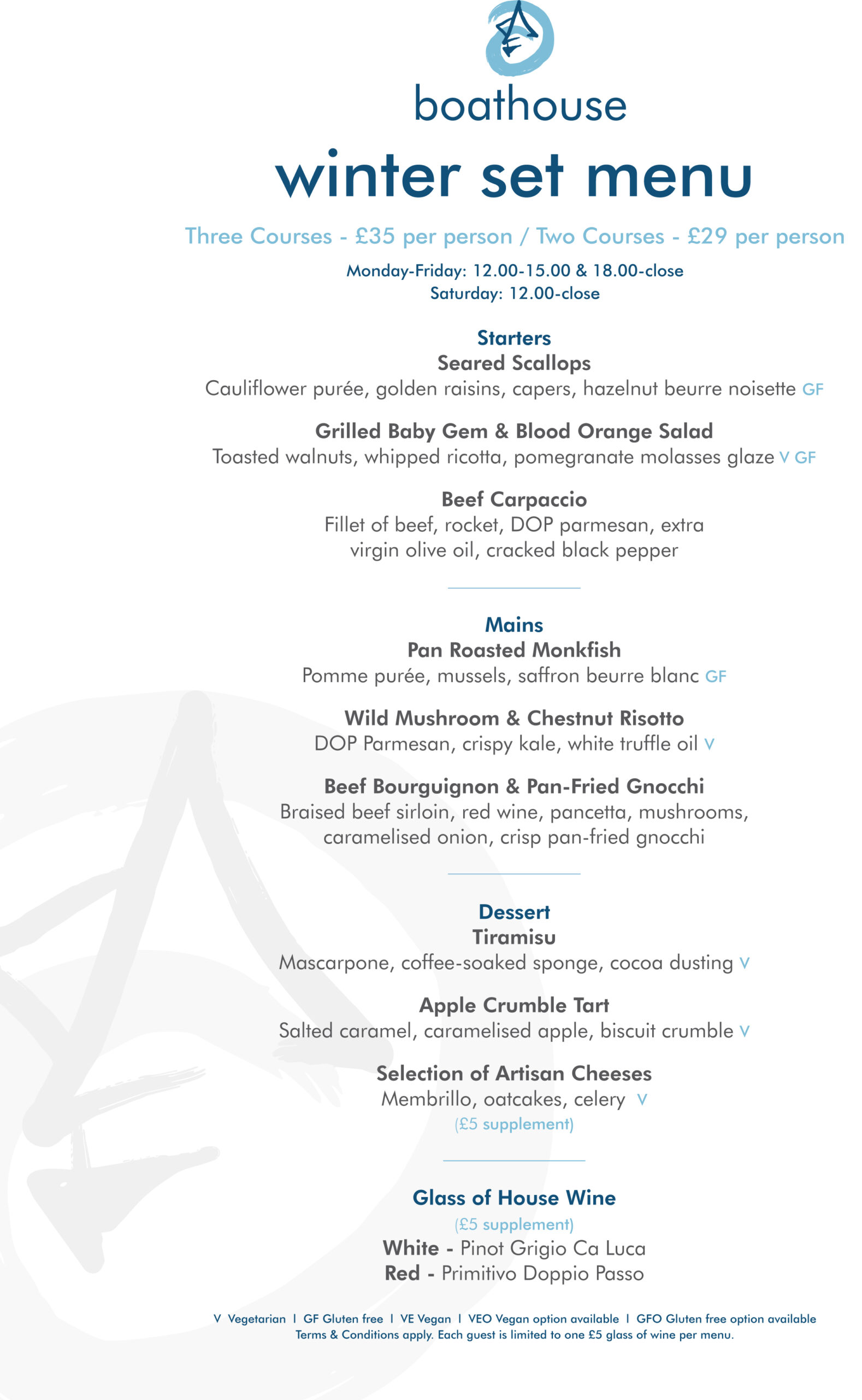 Menus - The Boathouse Christchurch